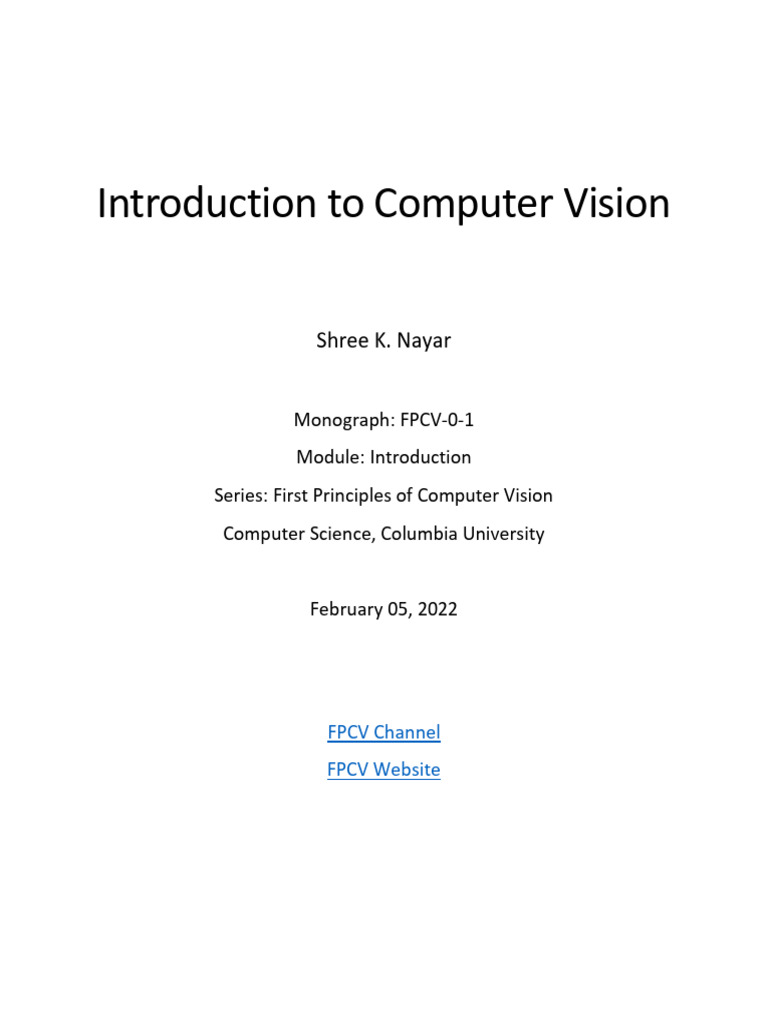 Intro to Computer Vision Basics | PDF | Computer Vision | Visual Perception