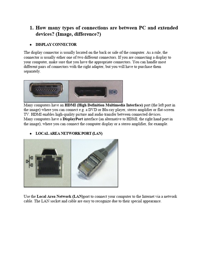 How Many Types of Connections Are Between PC and Extended Devices? (Image, Difference?) | PDF ...
