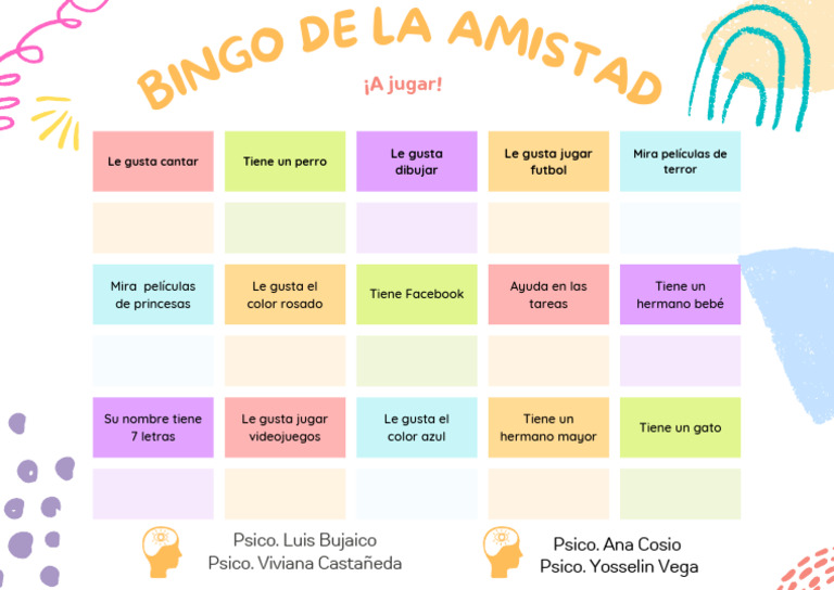 Bingo de la Amistad para Conocerse | PDF