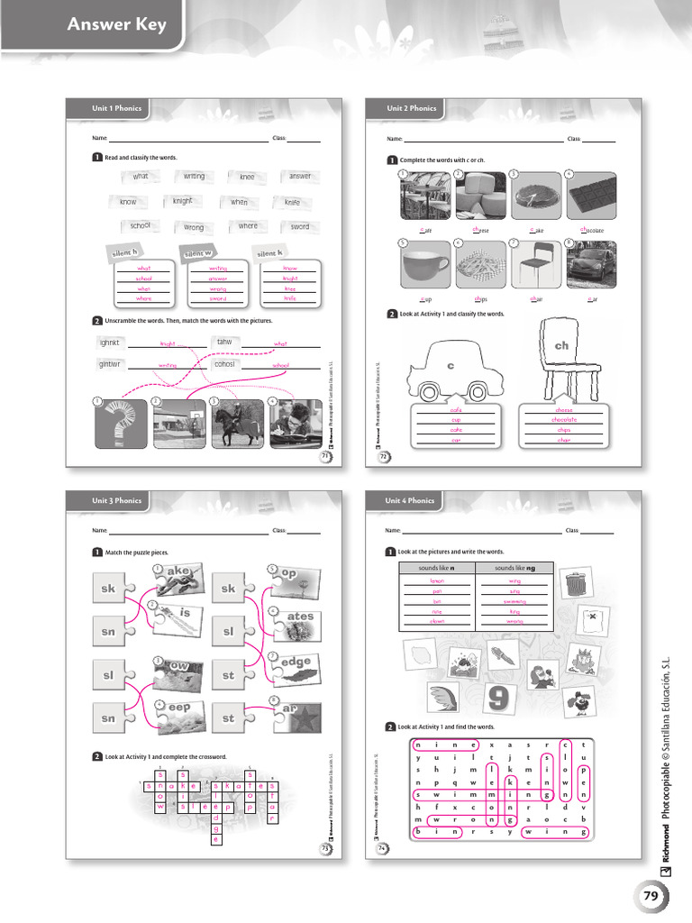 Wonder 3 Phonics Answer Key | PDF | Reading (Process)