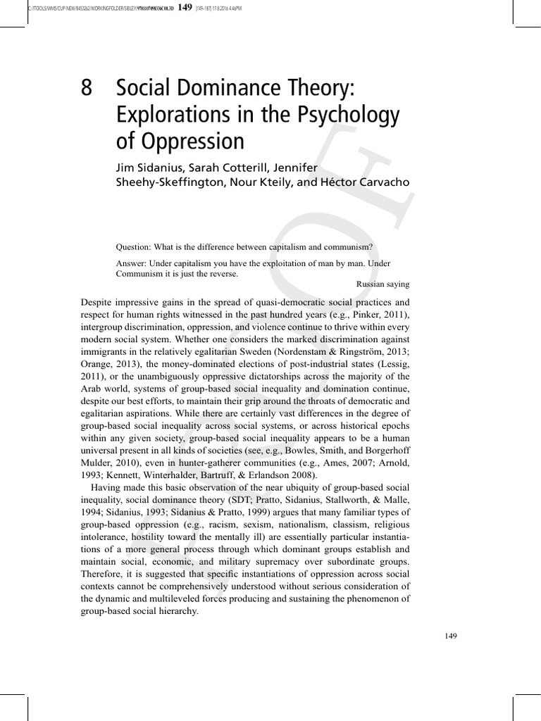 8 Social Dominance Theory: Explorations in The Psychology of Oppression ...