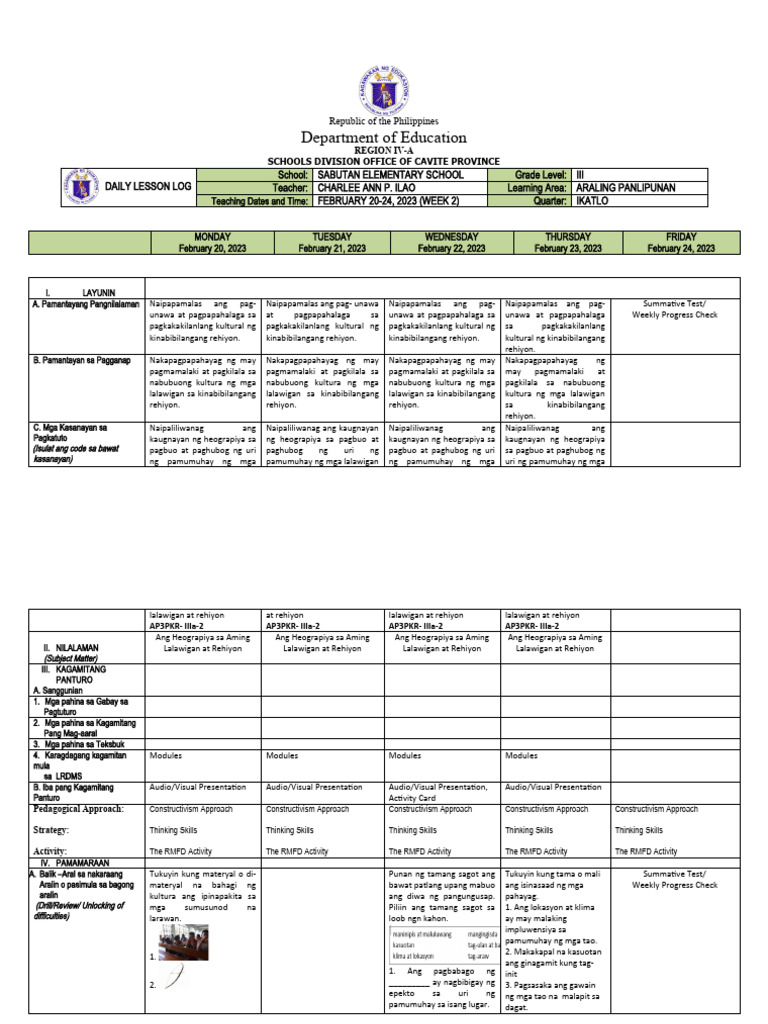 DLL Ap3 Q3 Week2 | PDF