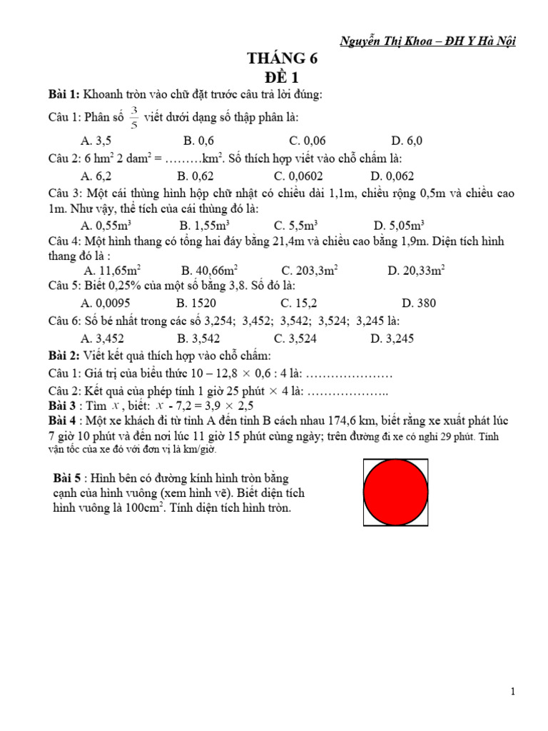 22 de Toan Co Dap An On He 5 Len 6 | PDF