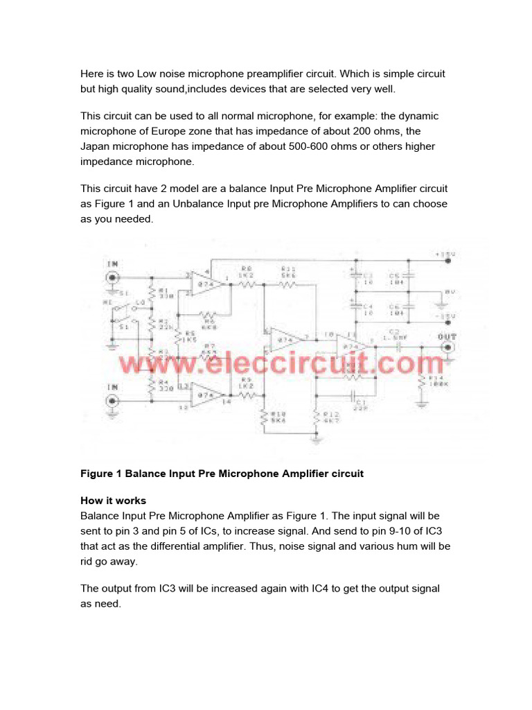 Low Noise Mic Preamp Circuits Guide | PDF