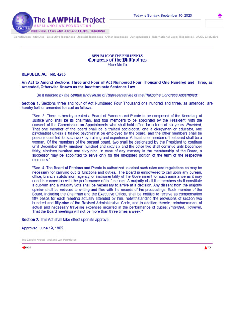 Republic Act No. 4203 | PDF