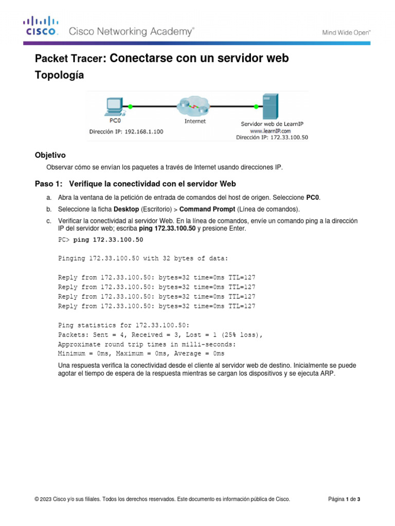 Conexión a Servidor Web en Packet Tracer | PDF