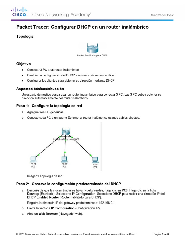 2.8 Packet Tracer - Configure DHCP On A Wireless Router | PDF | Tecnología