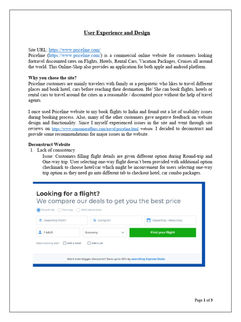 UX-website Deconstruct Review | PDF | Priceline.Com | Cyberspace
