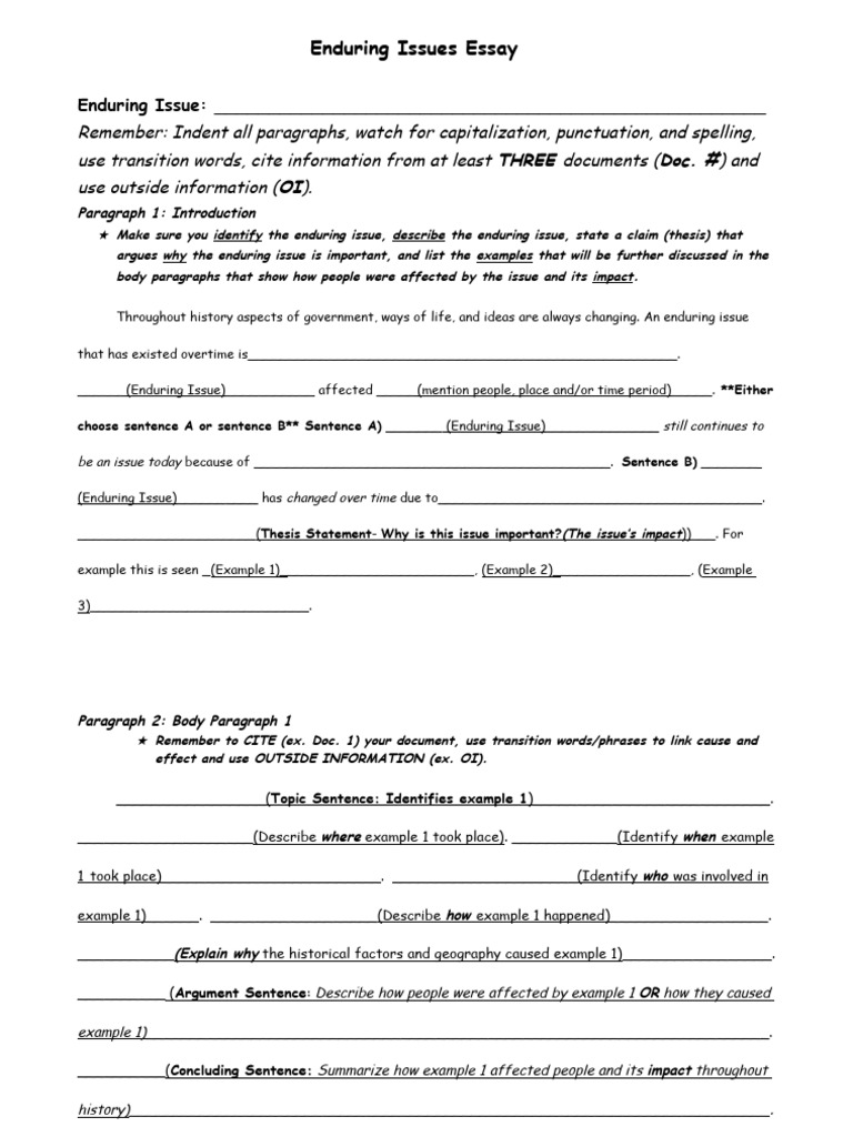 Enduring Issue Paragraph Frame | PDF | Paragraph | Phrase