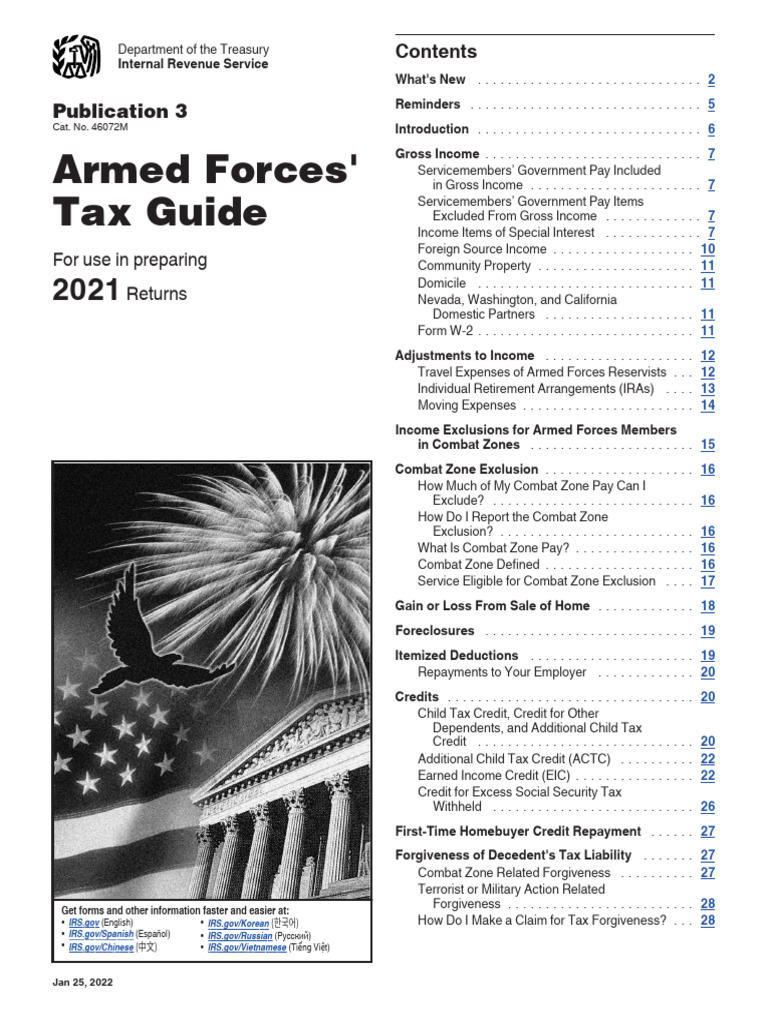 Publication 3, Armed Forces' Tax Guide (2021) | PDF | Earned Income Tax ...