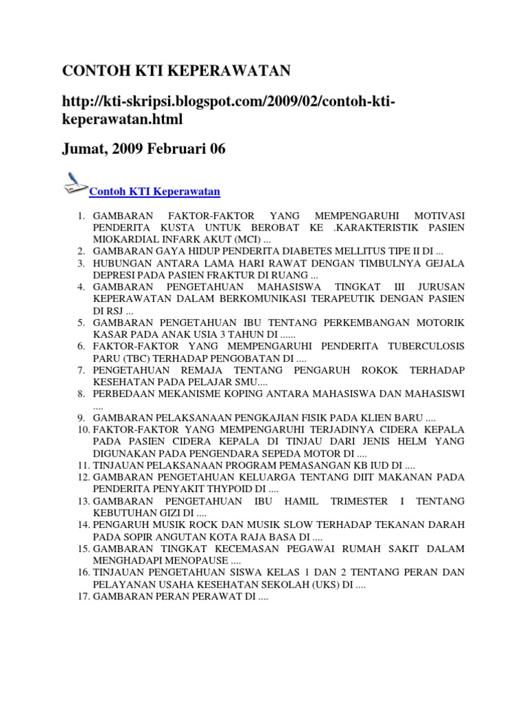 Contoh Kti Keperawatan Lengkap - Perumperindo.co.id