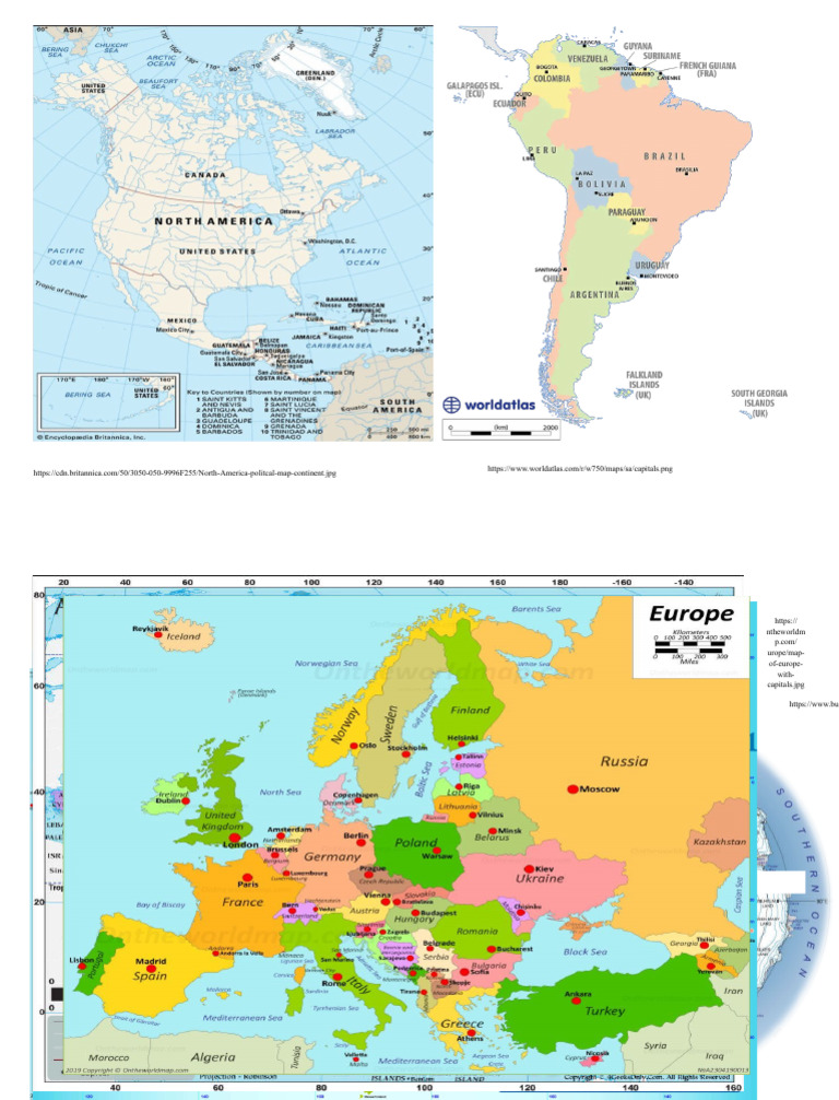 World Maps of Continents and Capitals | PDF