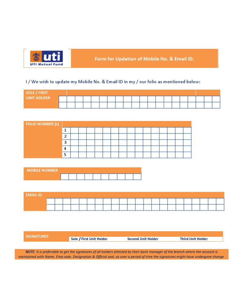 Mobile & Email ID Updation Form | PDF