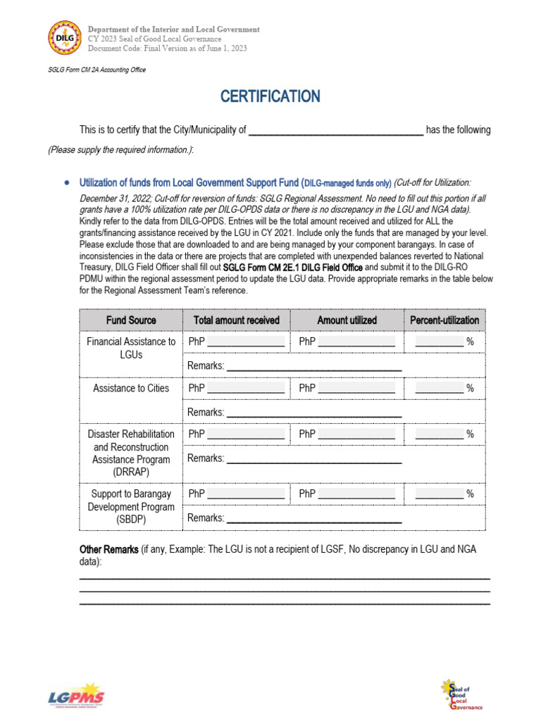 Form 2A 2N CM Certifications As of 01june2023 | PDF