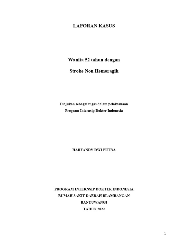 Laporan Kasus Stroke Non Hemoragik | PDF