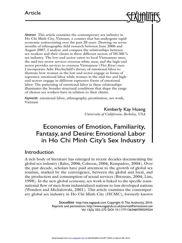 Economies and Emotion, Familiarity, Fantasy and Desire - Emotional Labor in HCM City's Sex ...