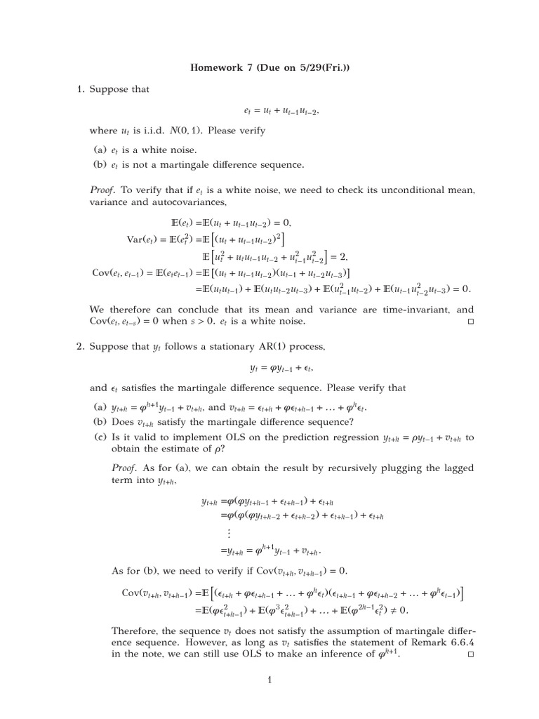 2020HW7 | PDF | Autoregressive Model | Algorithms