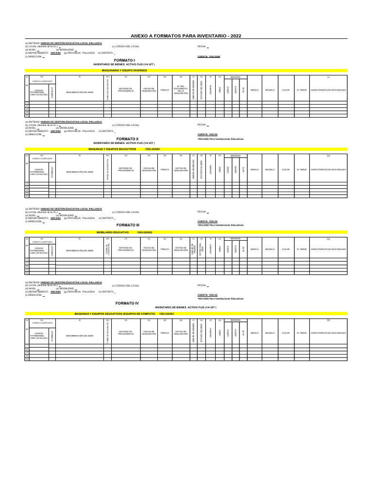 Formatos para Inventario 2022 | PDF | Informática
