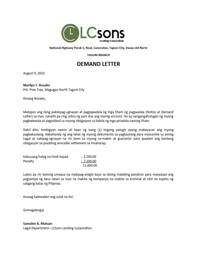 Demand Letter Daryl | PDF