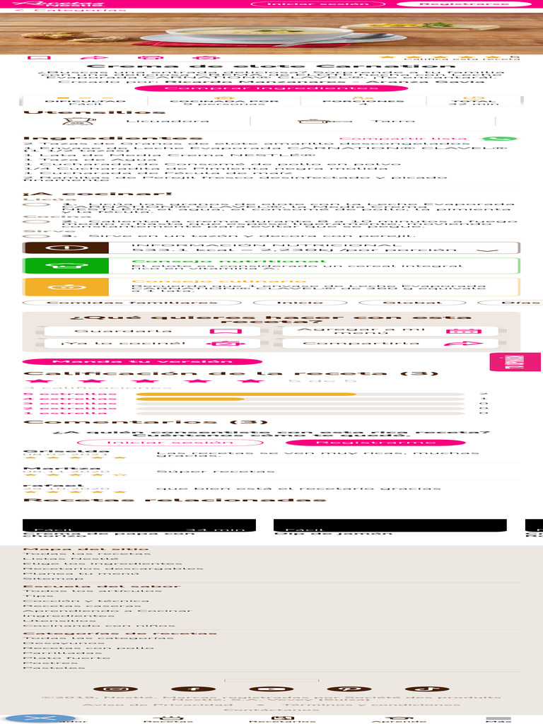 Deliciosa Crema de Elote Carnation Recetas Nestlé | PDF