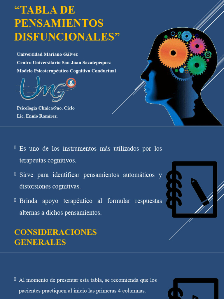 Tabla de Pensamientos Disfuncionales - Modelo Psicoterapéutico ...