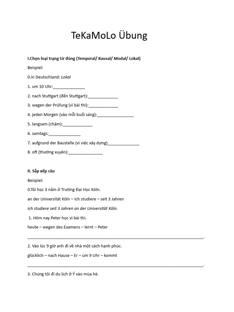 Bai Tap Tekamolo | PDF