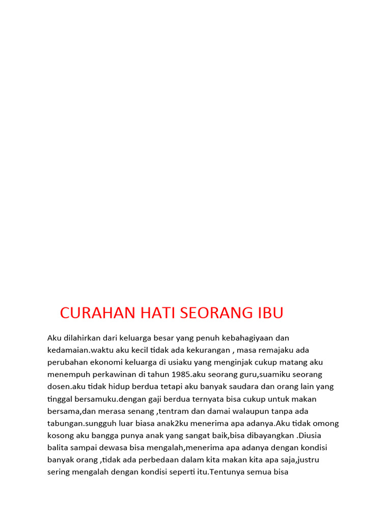Curahan Hati Seorang Ibu | PDF