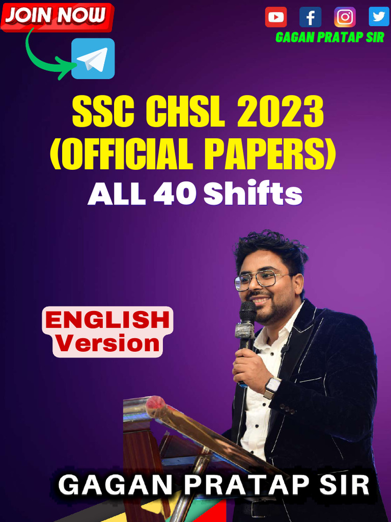 SSC CHSL 2023 Tier 1 Papers (40 Sets) English Version | PDF | Question | Linguistics
