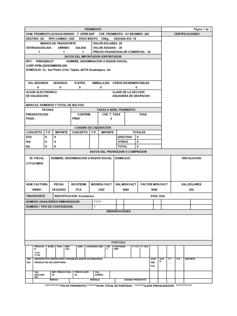 Pedimento EJEMPLO RARO (2) | PDF | Gobierno | Economias