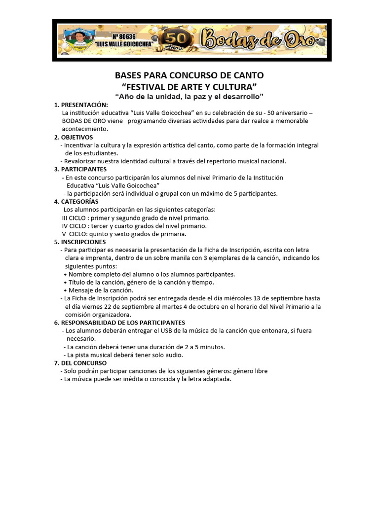 Bases Concurso de Canto Primaria | PDF | Estudios de idiomas ...