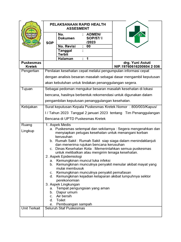 Sop Pelaksanaan Rha | PDF