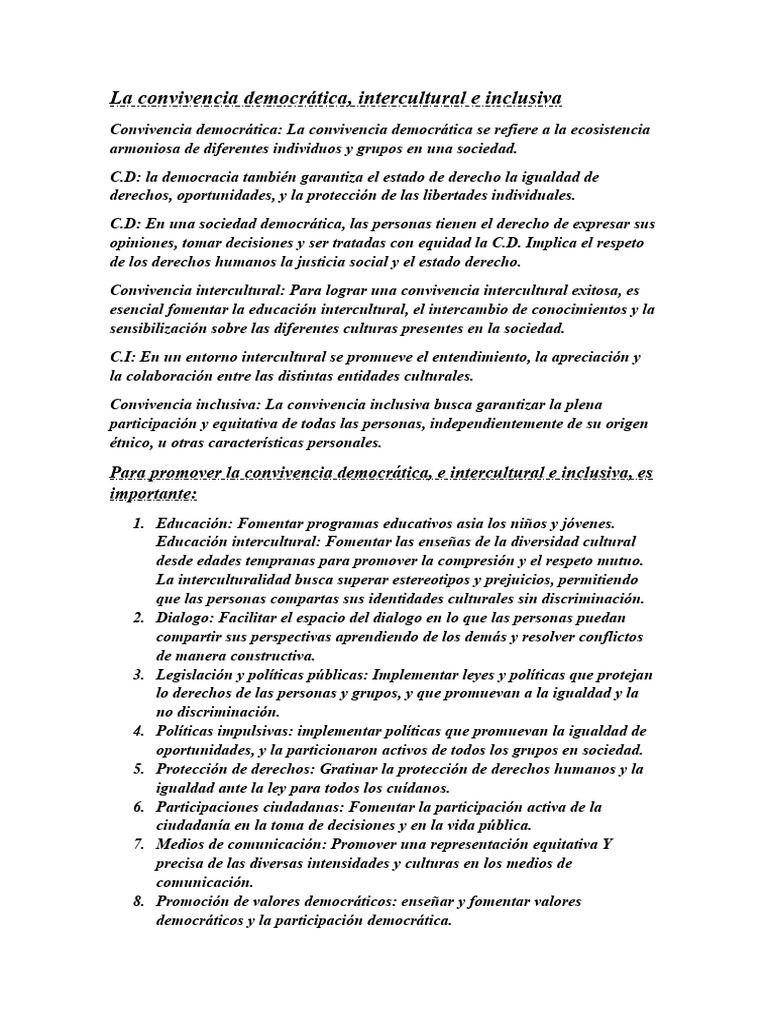 La Convivencia Democrática | PDF