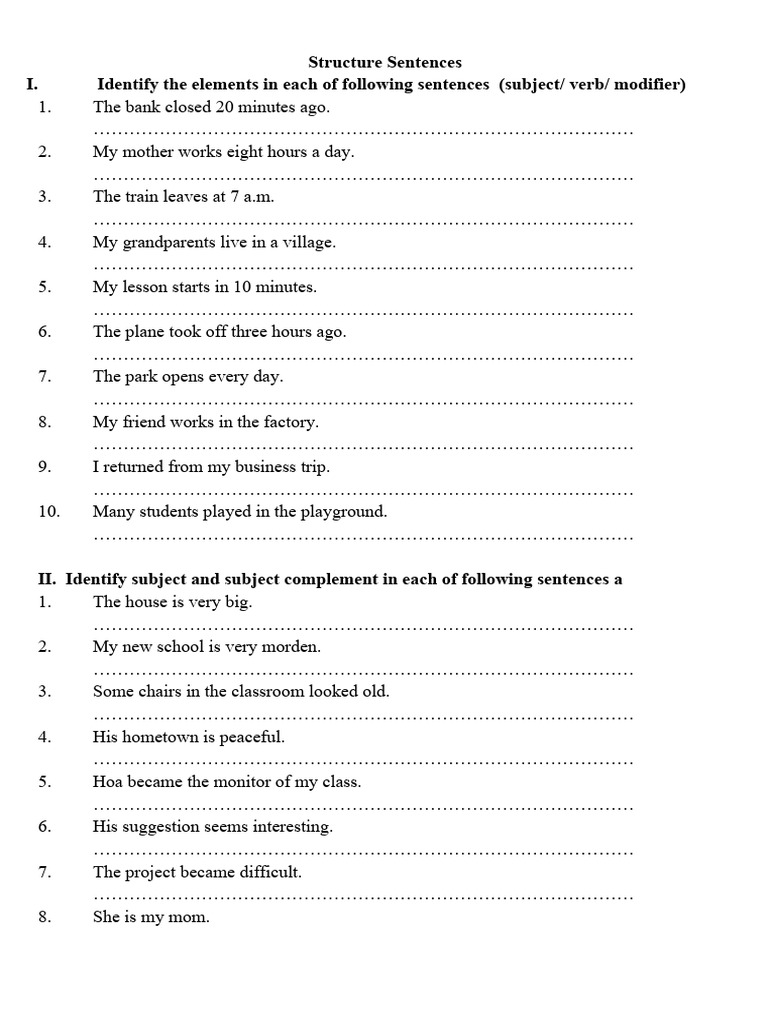 Structure Sentences - 01 | PDF | Home & Garden