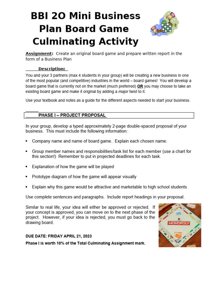 Business Course - Mini Board Game Assignemnt | PDF