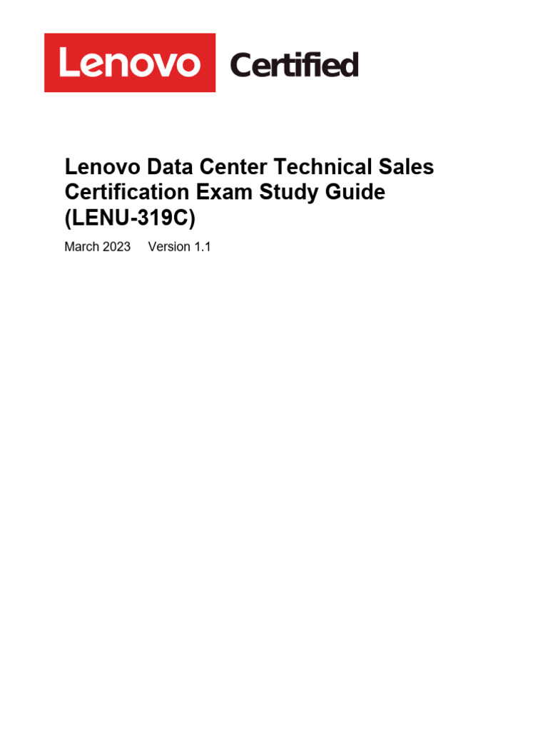 Lenovo Data Center Technical Sales Certification Exam Study Guide (LENU ...