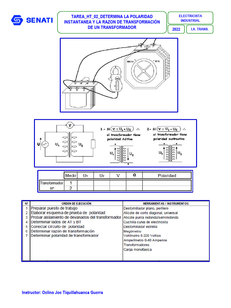 Tarea - HT - 02 - Determina La Polaridad Instantanea y La Razon de Transformación de Un ...