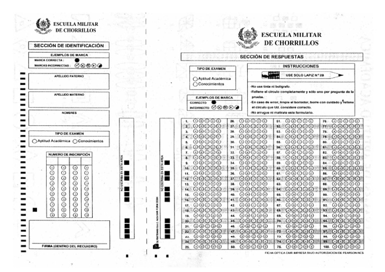 01.ficha de Respuestas Emch | PDF