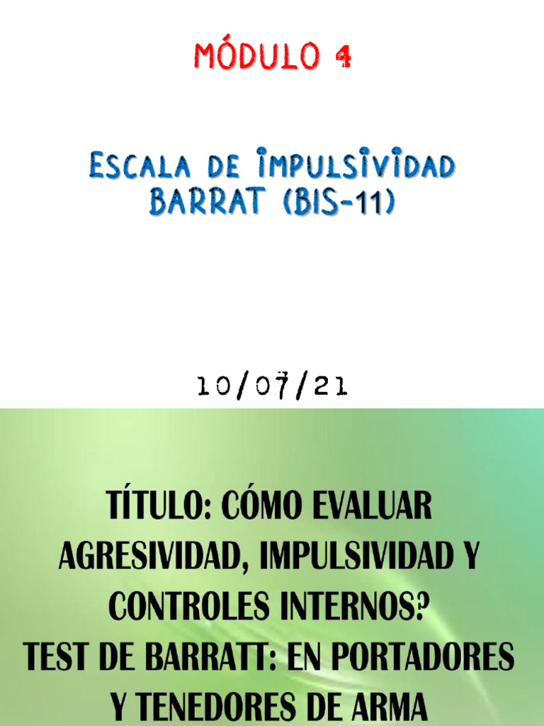 Escala de Impulsividad de Barrat | PDF