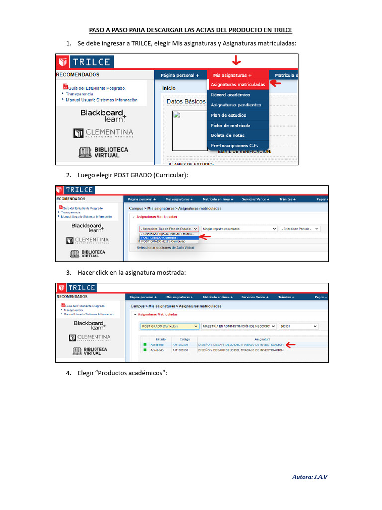 1.paso A Paso para Descargar Las Actas Del Producto en TRILCE | PDF | Negocios | Informática
