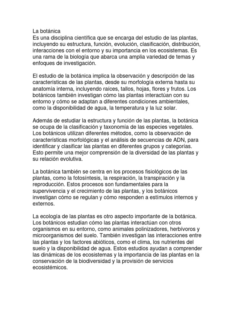 Introducción a la Botánica y su Estudio | PDF | Botánica | Plantas