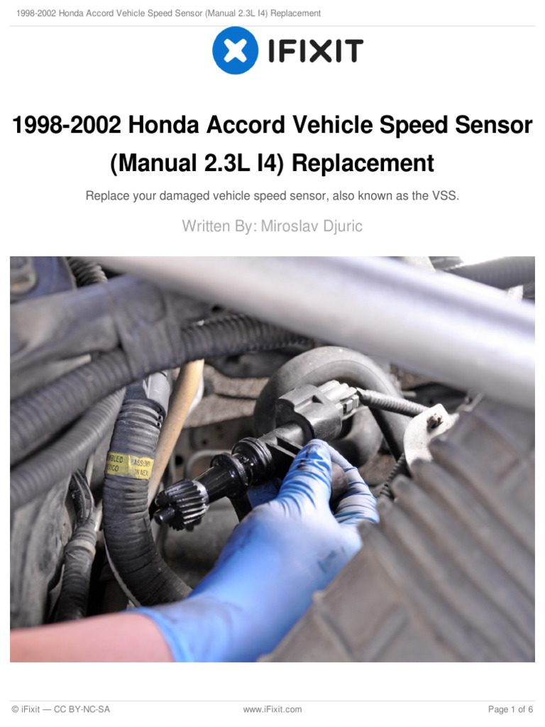 How To Replace Speed Sensor Honda Accord 1996 1997 Honda Acc