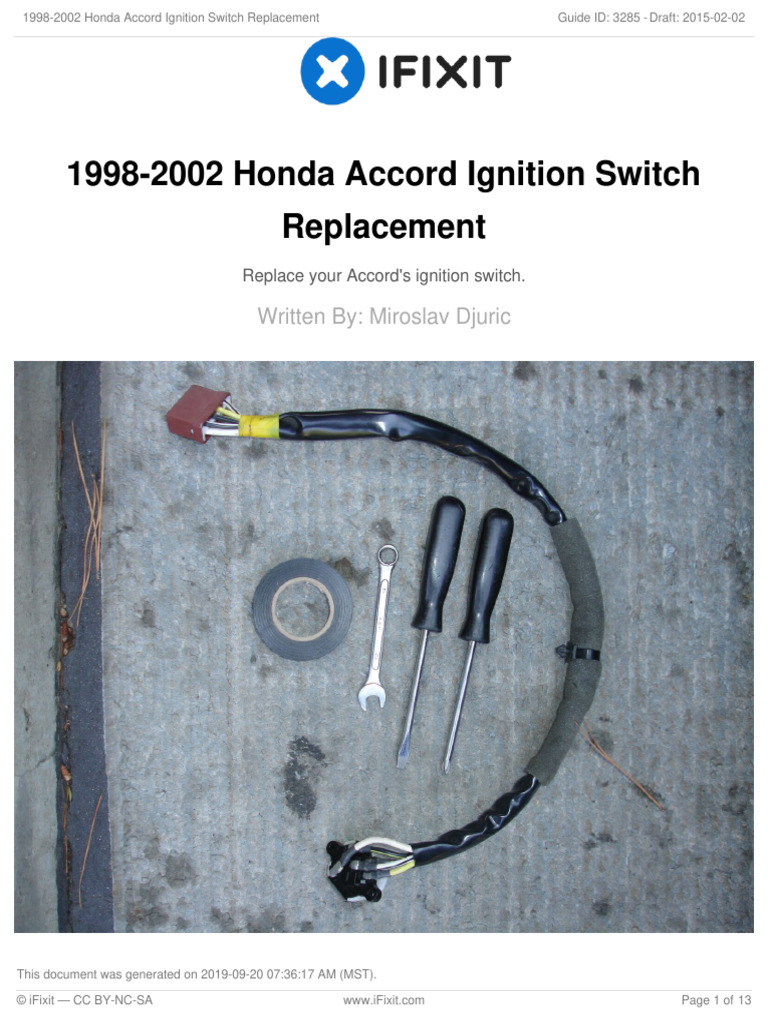 Dokumen.tips 1998 2002 Honda Accord Ignition Switch Replacement 1998 2002 Honda Accord Ignition ...