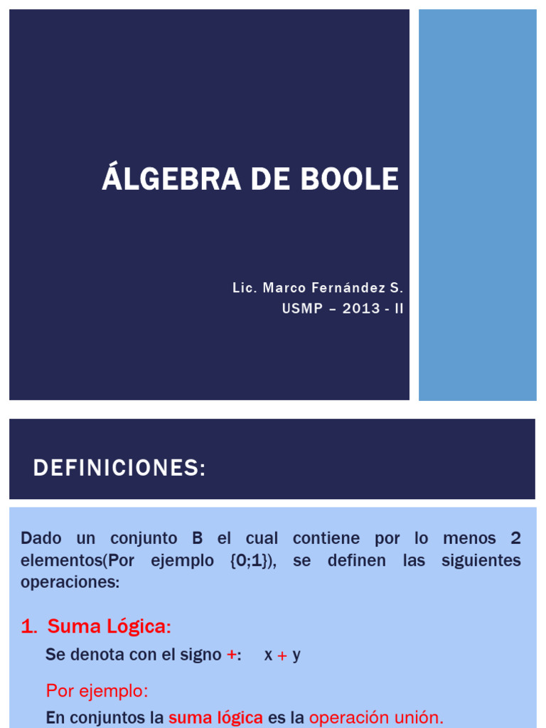 Fundamentos del Álgebra de Boole | PDF | Álgebra de Boole | Enseñanza de matemática