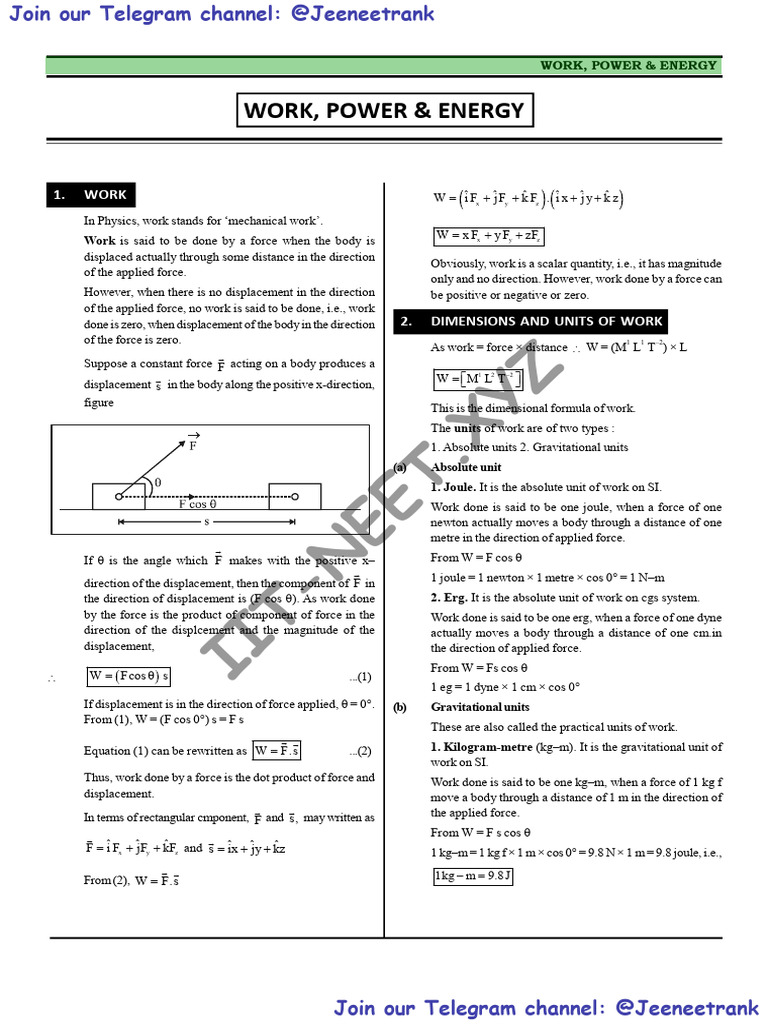 Work, Energy & Power | PDF | Potential Energy | Force