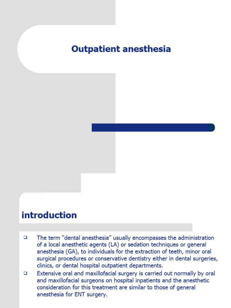 Outpatient Anaesthesia | PDF
