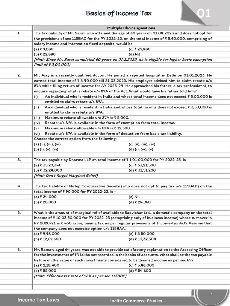 Basics of Income Tax-2 | PDF | Tax Refund | Capital Gains Tax