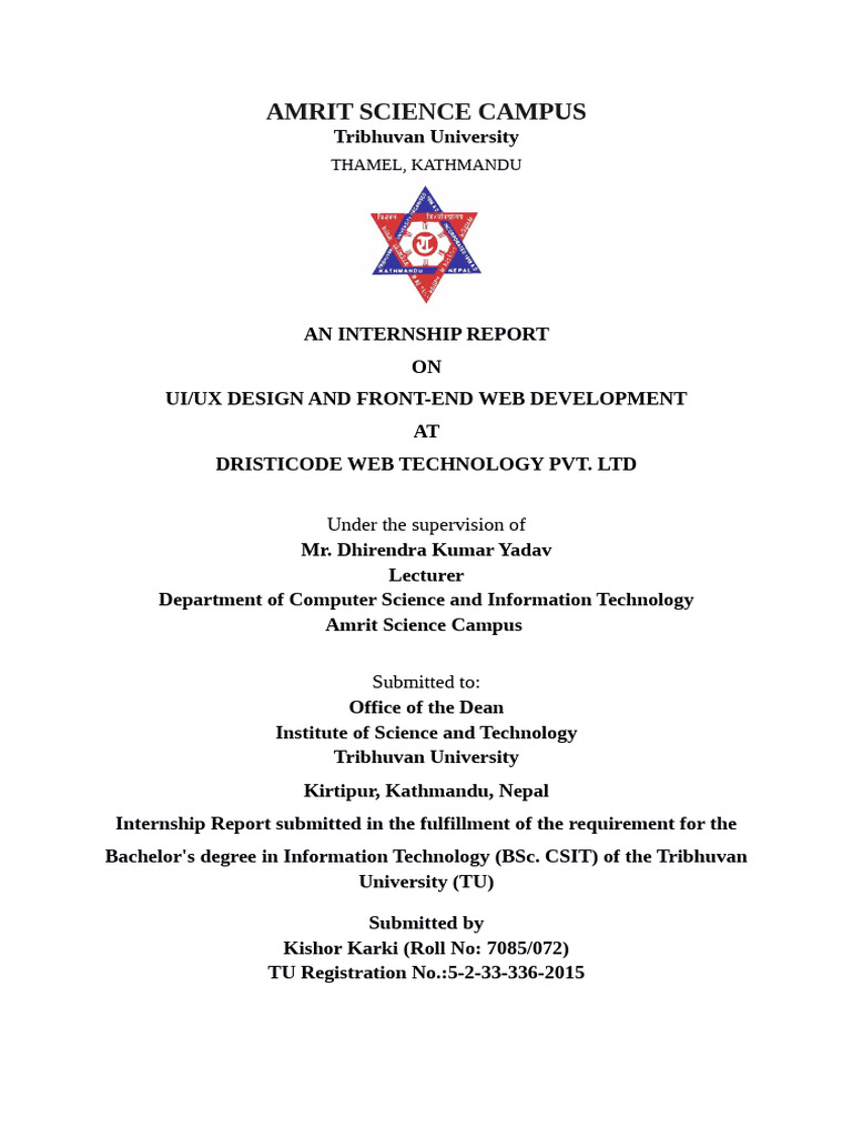 Intern Report Kishor | PDF | User Interface | Html