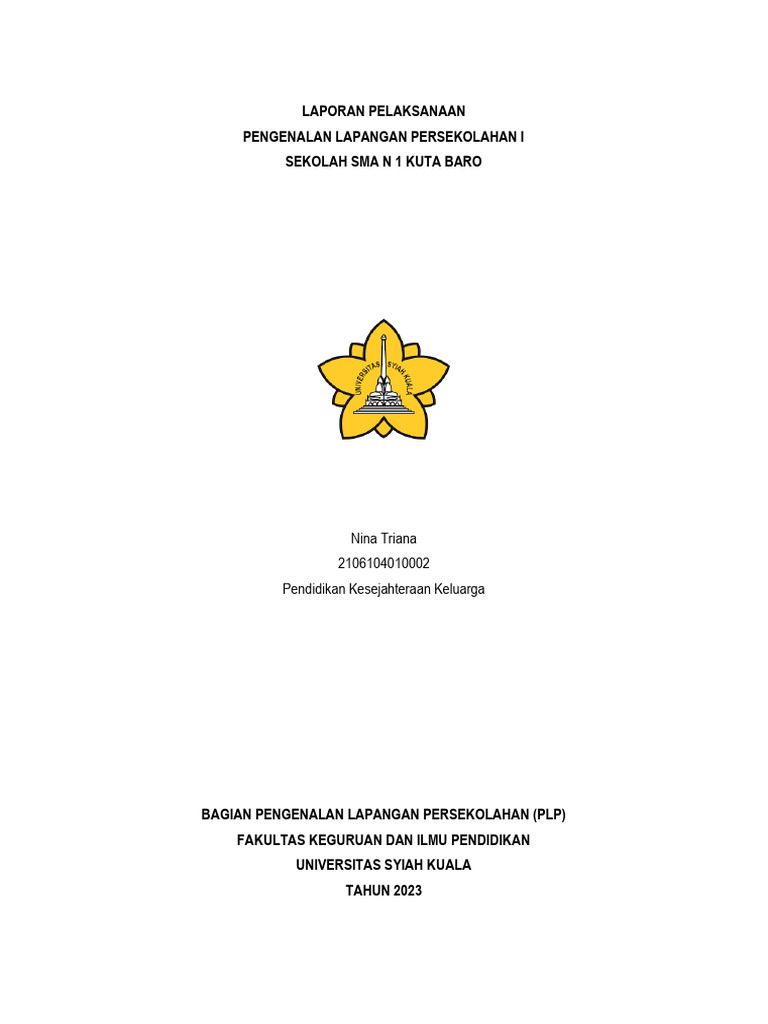 Laporan Pelaksanaan PLP 1 Nina Triana 2 | PDF | Seni