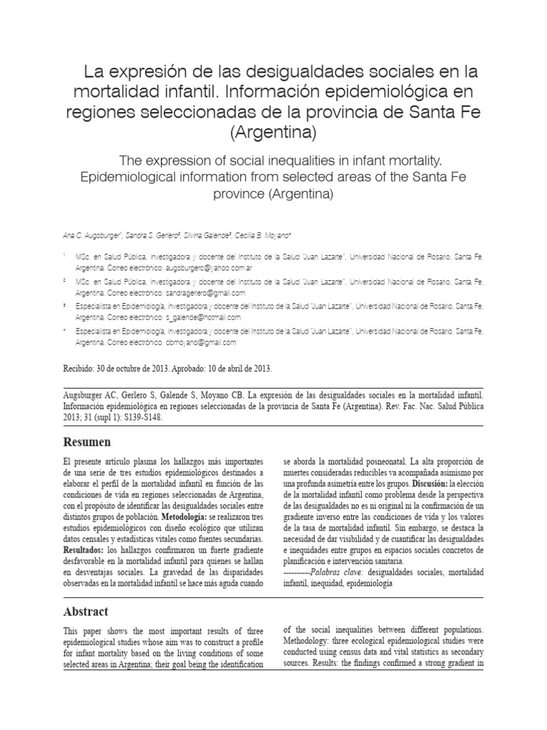 s5 - Lectura 2 - G2 - La Expresión de Las Desigualdades Sociales en La Mortalidad Infantil ...
