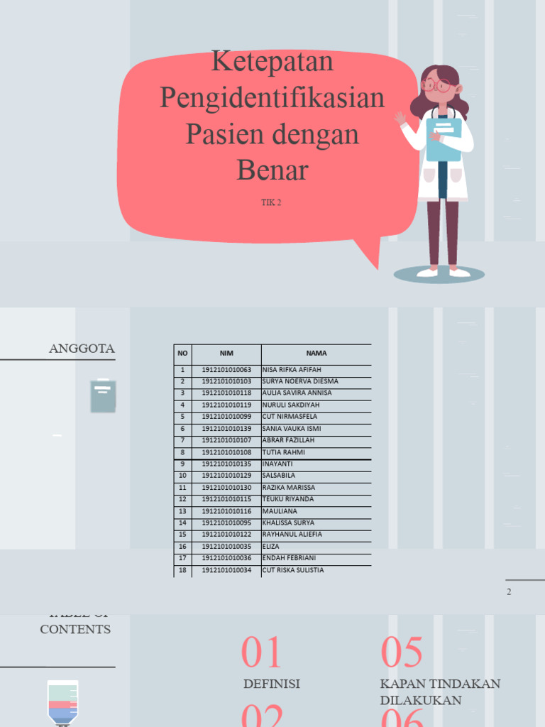 Tik 2 Ketepatan Pengidentifikasian Pasien Dengan Benar. 2 | PDF | Sains & Matematika